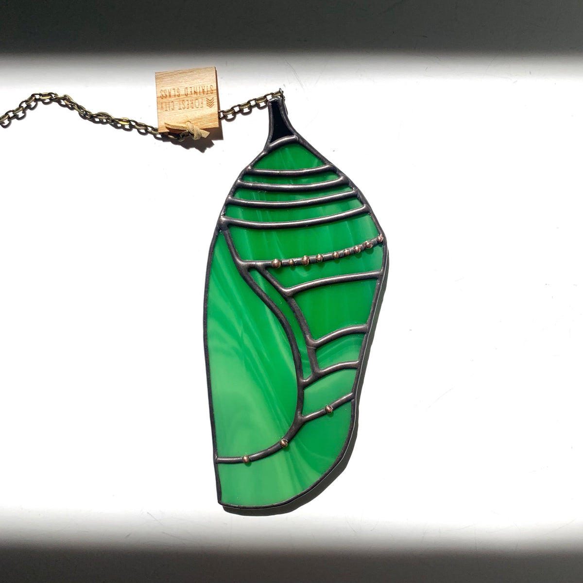 MADE TO ORDER • Monarch Chrysalis – Forest City Stained Glass